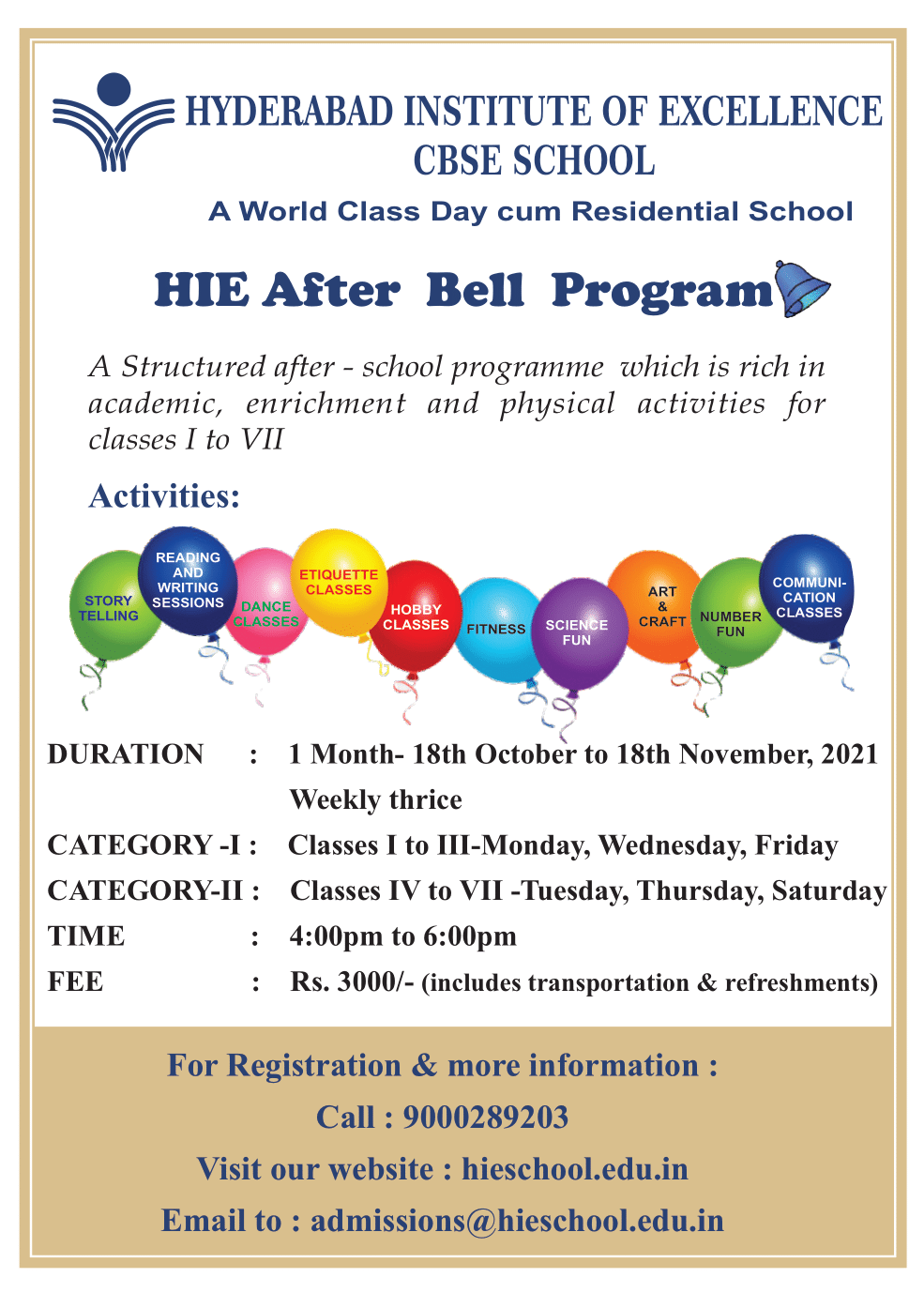HIE AFTER BELL PROGRAM - Hyderabad Institute Of Excellence